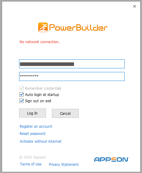 How to solve the error “No network connection” | Appeon